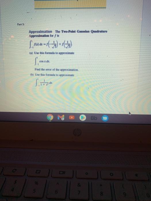 Solved Part 3: Approximation The Two-Point Gaussian | Chegg.com