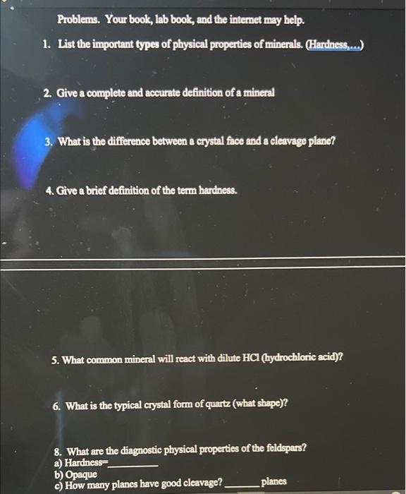 Solved Now identify the 6 mystery minerals from the pictures | Chegg.com