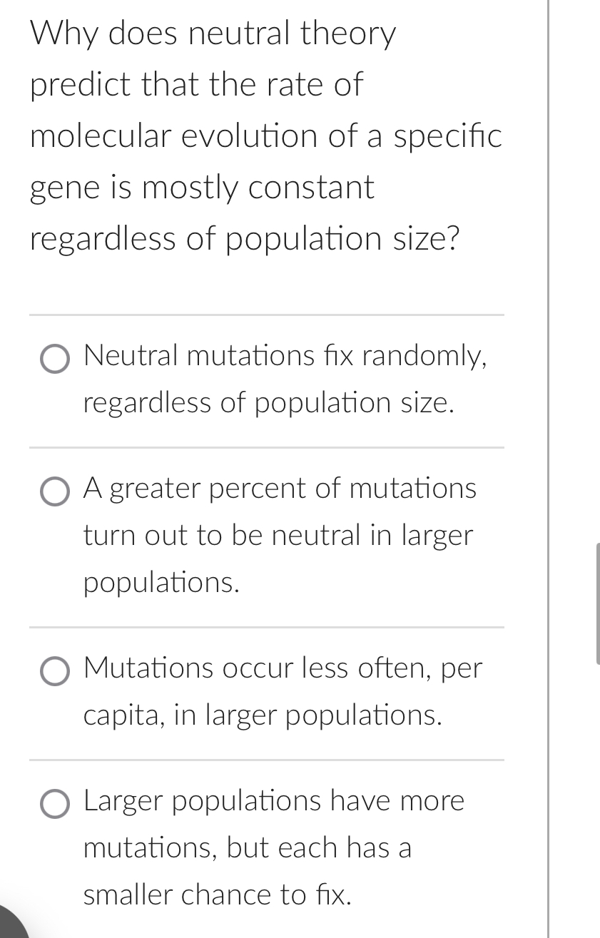 Solved Why does neutral theory predict that the rate of | Chegg.com