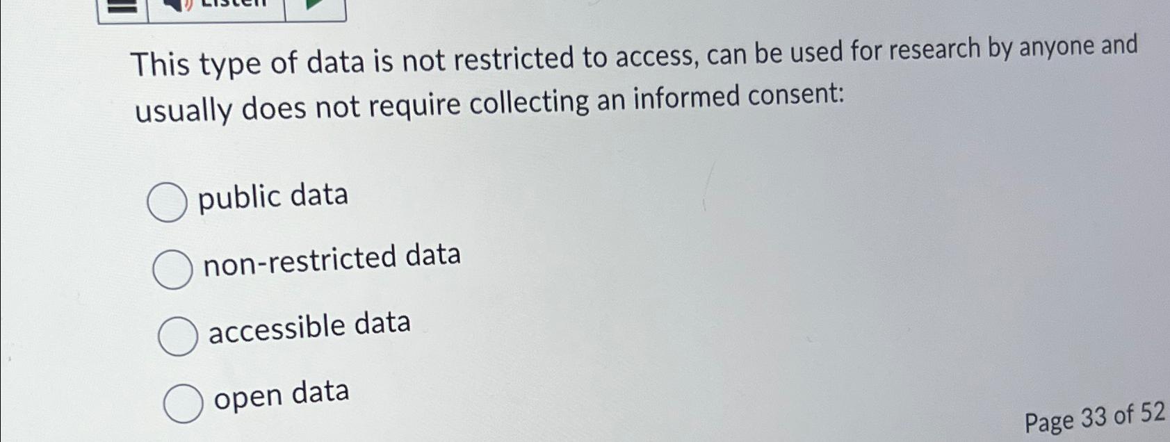Solved This type of data is not restricted to access, can be | Chegg.com