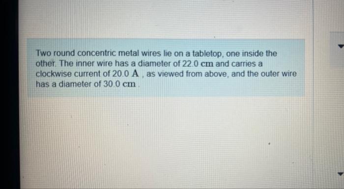 Solved Two round concentric metal wires lie on a tabletop, | Chegg.com