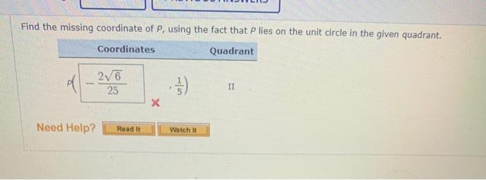 Solved Find the missing coordinate of P, using the fact that | Chegg.com