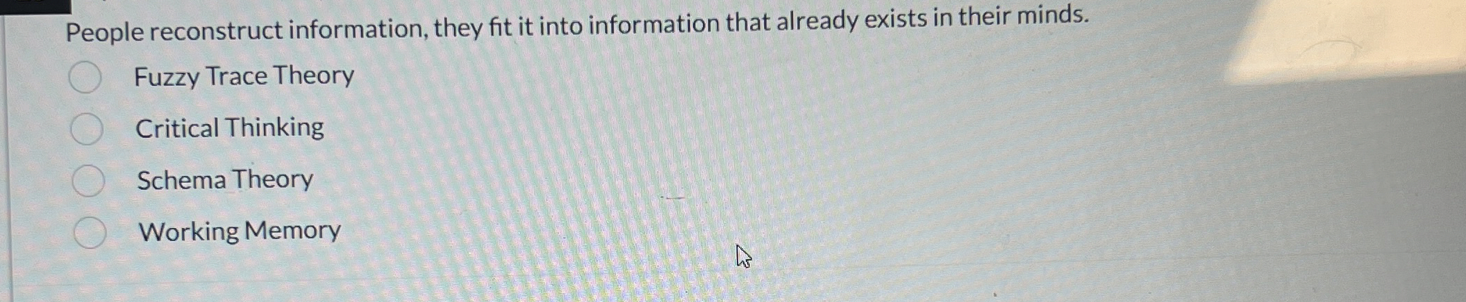 Solved People reconstruct information, they fit it into | Chegg.com