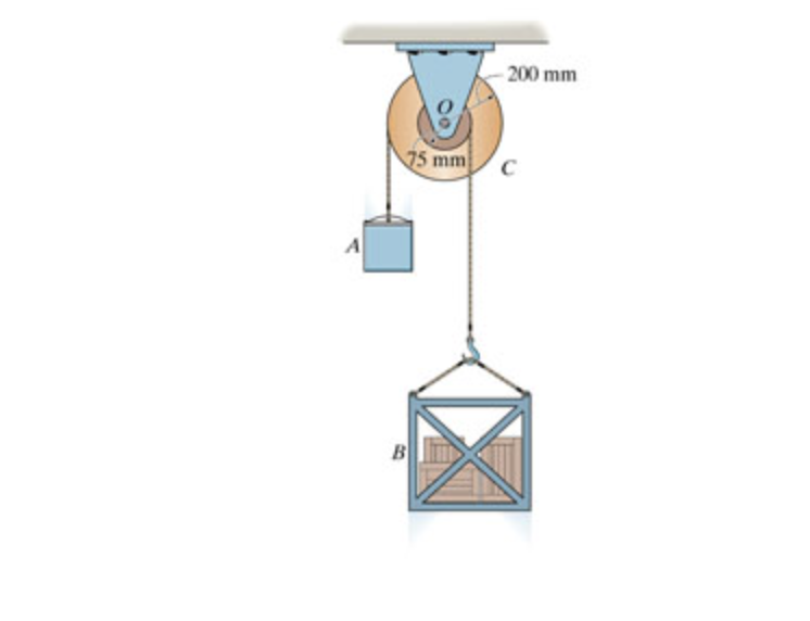 Solved The double pulley consists of two wheels which are | Chegg.com