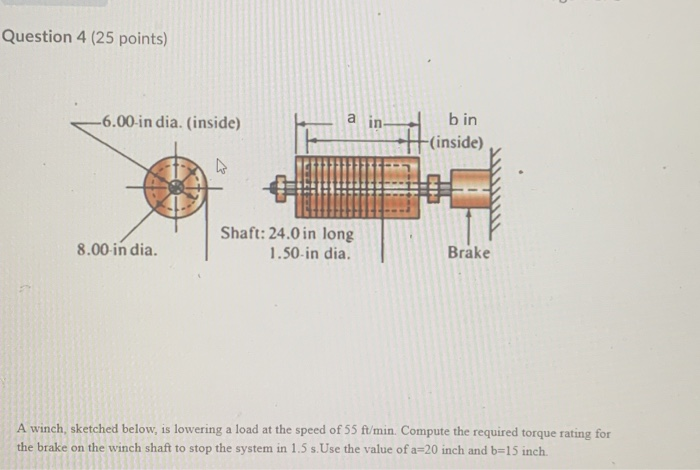 Solved Question 4 (25 points) -6.00-in dia. (inside) a in | Chegg.com