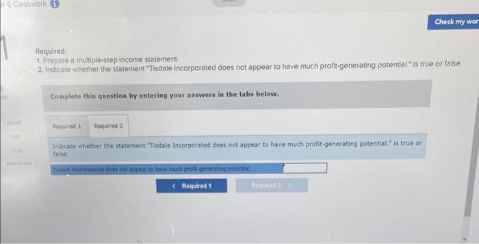 Solved Exercise 6-3 (Algo) Prepare a multiple-step income | Chegg.com