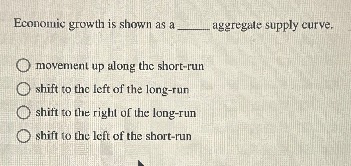 Solved Economic growth is shown as a aggregate supply | Chegg.com