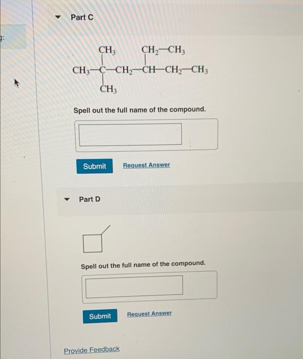 Solved Part A : Sub CH, CH3-C-CH3 CH, Spell out the full | Chegg.com