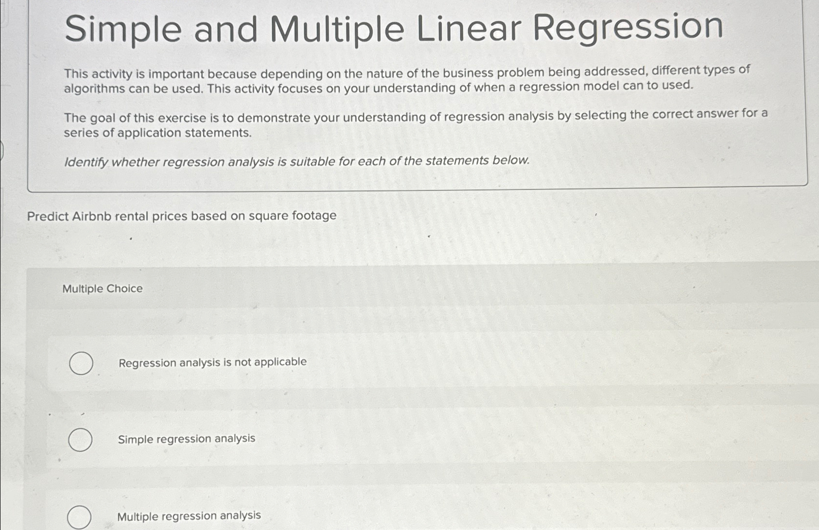 Solved Simple and Multiple Linear RegressionThis activity is | Chegg.com