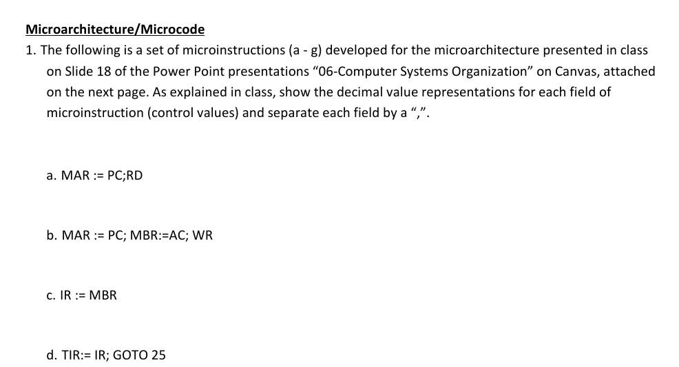 Microarchitecture Microcode 1 The Following Is A Set