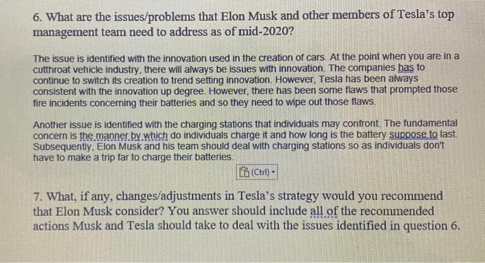 Solved 6. What are the issues/problems that Elon Musk and | Chegg.com