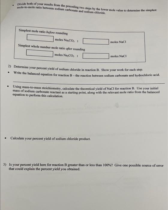 Solved Prelab Assignment: Mole Ratios and Reaction | Chegg.com