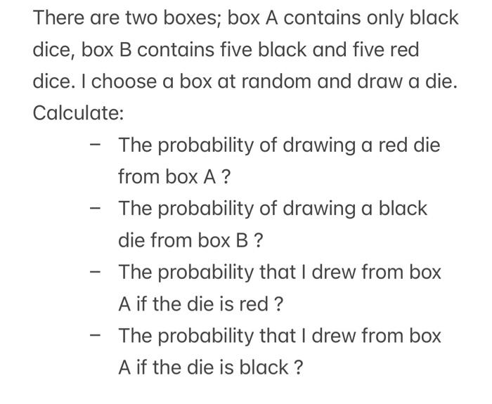 Solved here are two boxes; box A contains only black ce, box | Chegg.com