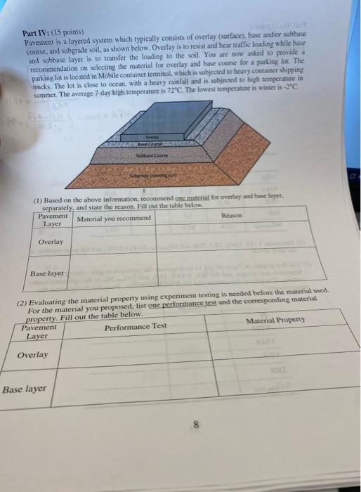 Solved Part IV: (15 points) Pavement is a layered system | Chegg.com
