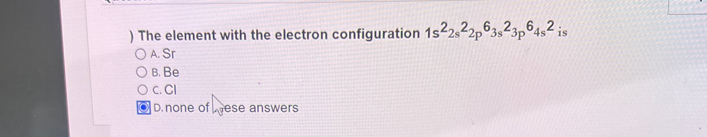 Solved The element with the electron configuration | Chegg.com