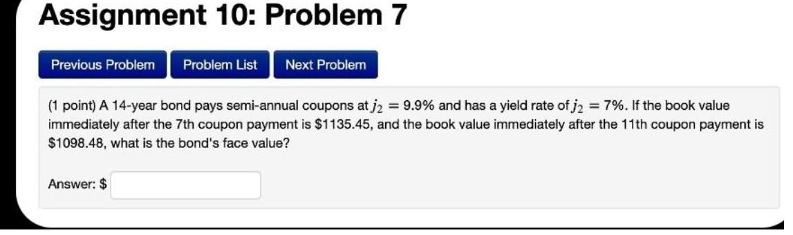 Solved Assignment 10 Problem 7 Previous Problem Problem 2161