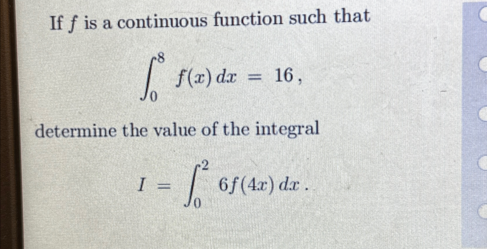 Solved If f ﻿is a continuous function such | Chegg.com
