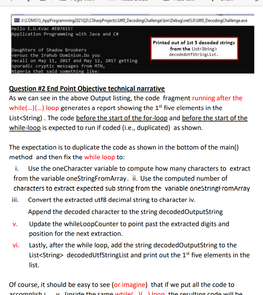 Solved references class Utf8_Decoding ChallengeApp { 2 O | Chegg.com