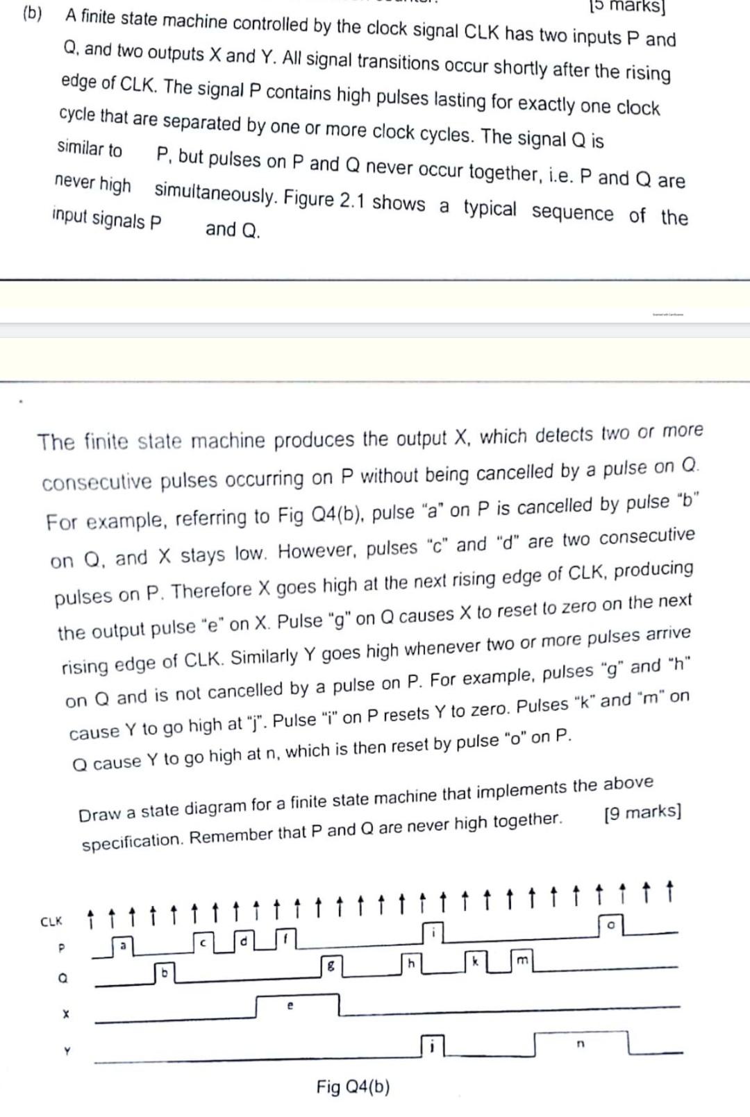 Solved (b) A finite state machine controlled by the clock | Chegg.com