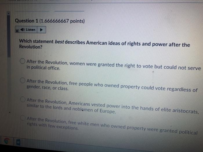 Solved Question 1 (1.666666667 points) Listen Which | Chegg.com