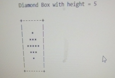 Solved Diamond Box with height =5write code in jaJava by | Chegg.com