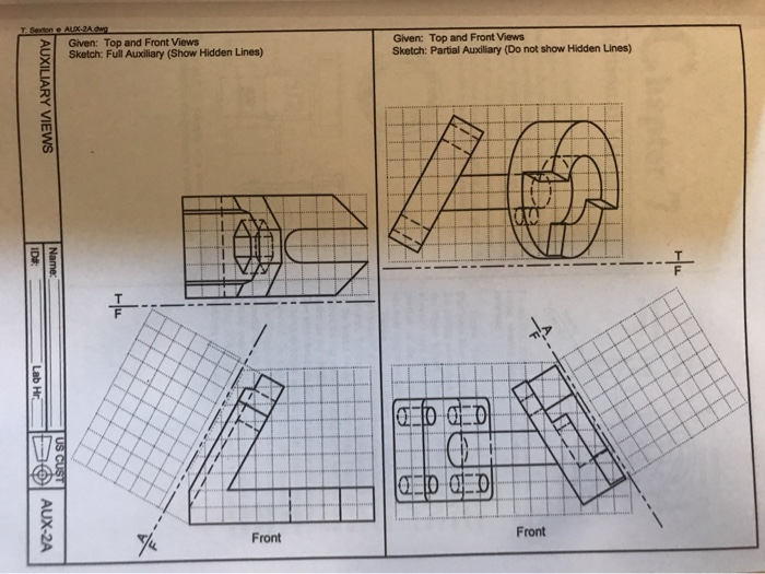 Solved ALDEA Given: Top and Front Views Sketch: Full | Chegg.com