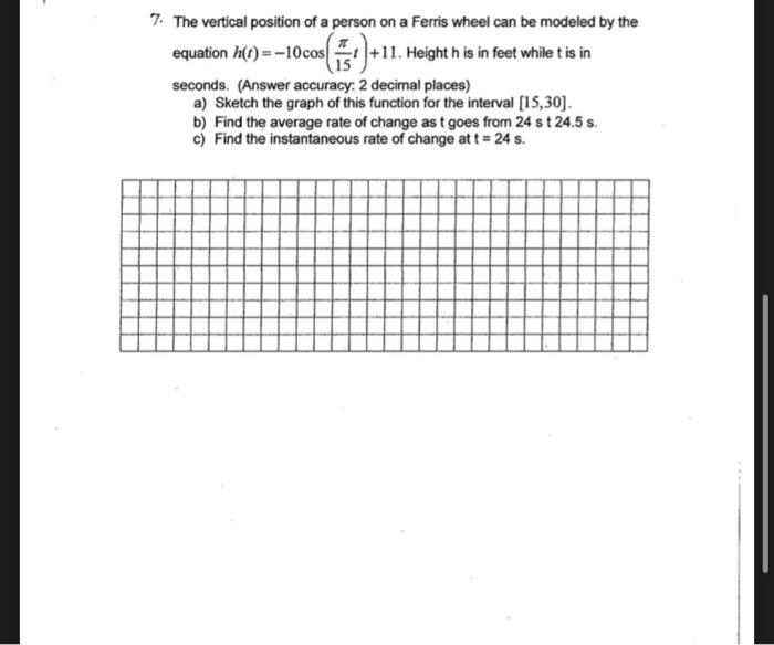 Solved 7. The vertical position of a person on a Ferris | Chegg.com