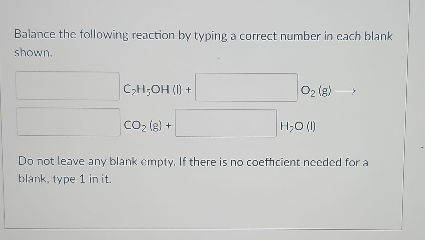 Solved Balance the following reaction by typing a correct | Chegg.com