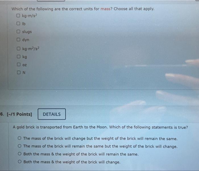 Solved Which of the fol owing describes an object with a | Chegg.com