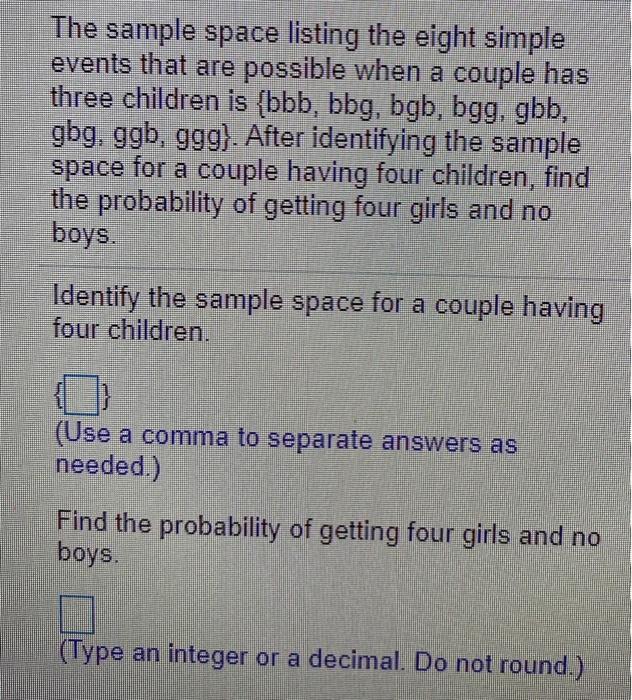 Solved The sample space listing the eight simple events that | Chegg.com