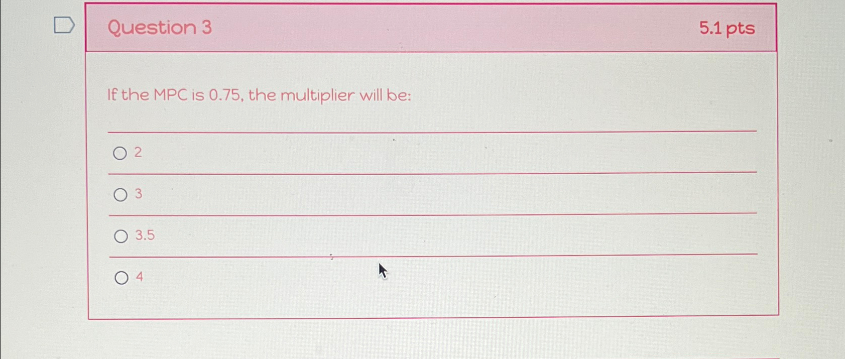 Solved Question 35.1 ﻿ptsIf the MPC is 0.75 , ﻿the | Chegg.com