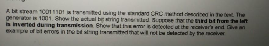 Solved A bit stream 10011101 is transmitted using the | Chegg.com