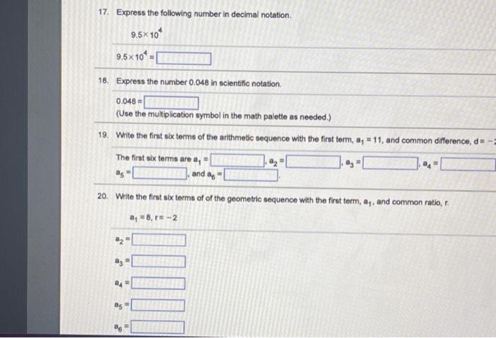 Solved 17. Express the following number in decimal notation. | Chegg.com