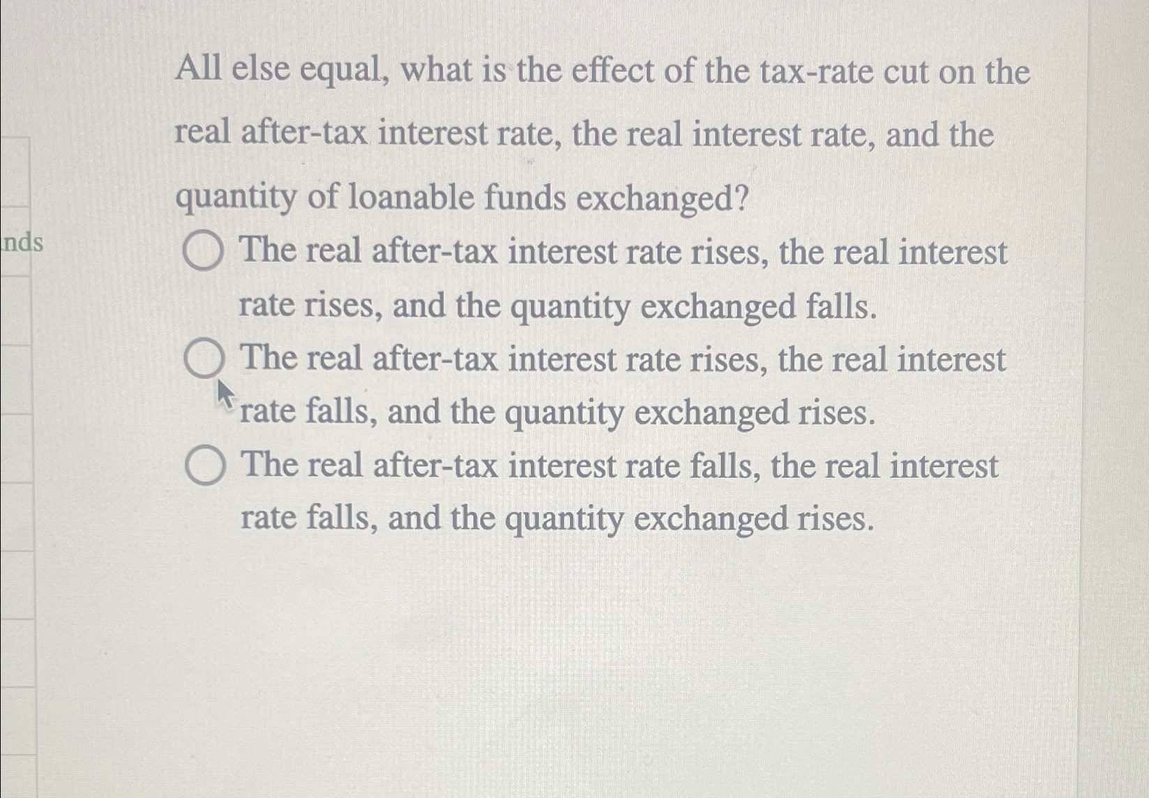 Solved All else equal, what is the effect of the tax-rate | Chegg.com