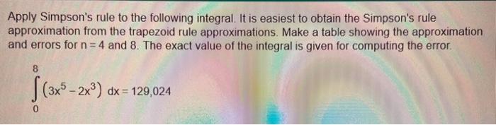 Solved Apply Simpson's rule to the following integral. It is | Chegg.com