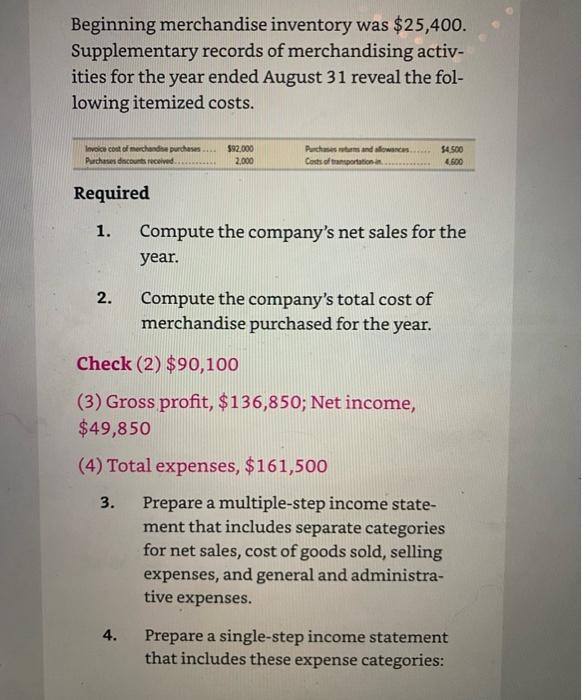 Solved Computing merchandising amounts and formatting income | Chegg.com