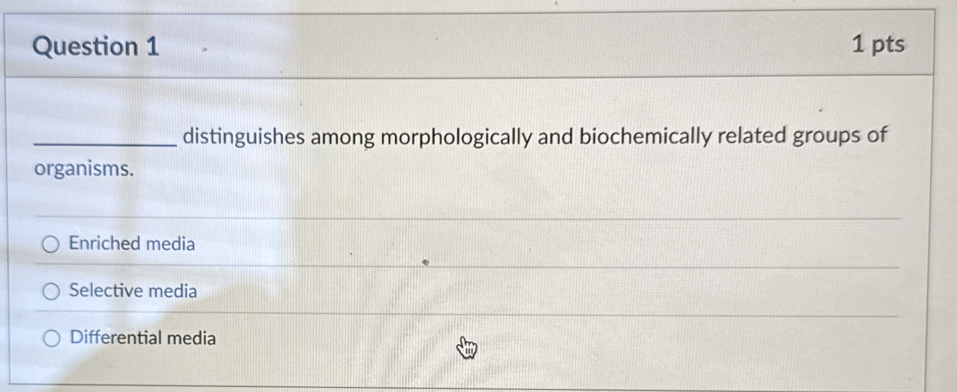 Solved Question 11 ﻿pts ﻿distinguishes among | Chegg.com