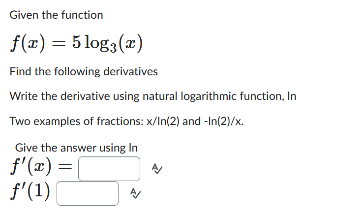 Solved Given the functionf(x)=5log3(x)Find the following | Chegg.com