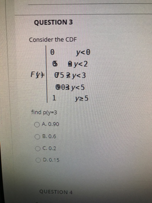 Solved QUESTION 3 Consider the CDF 0 y