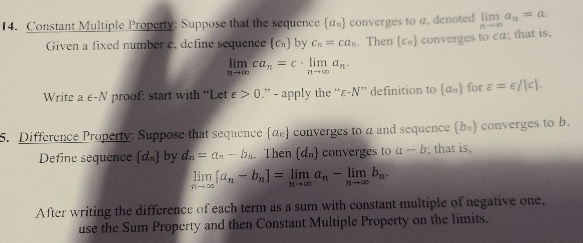 Solved 0 14. Constant Multiple Property: Suppose that the | Chegg.com
