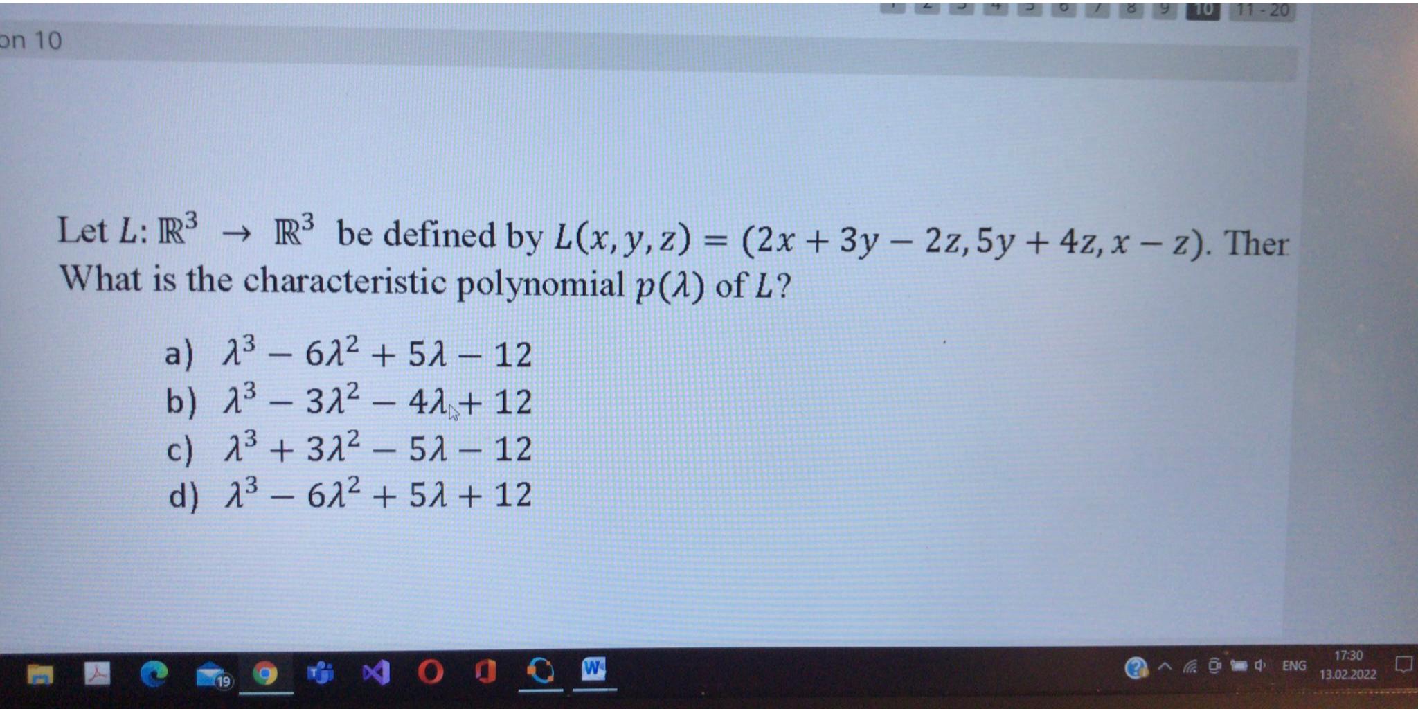 Solved Let L:R3→R3 ﻿be defined by | Chegg.com