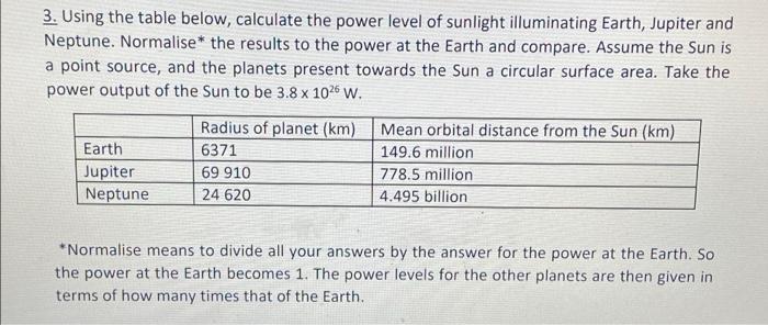 Solved 3. Using the table below, calculate the power level | Chegg.com