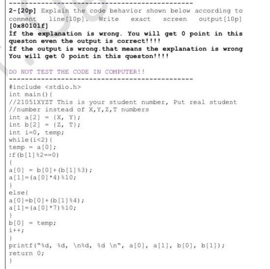 Solved 2-[20p] Explain the code behavior shown below | Chegg.com