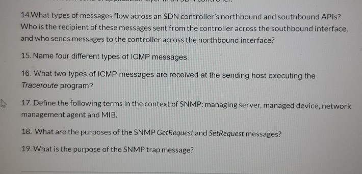 Solved 14.What types of messages flow across an SDN | Chegg.com