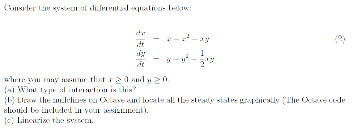 Solved Consider the system of differential equations | Chegg.com