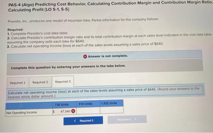 Solved PA5-4 (Algo) Predicting Cost Behavior, Calculating | Chegg.com