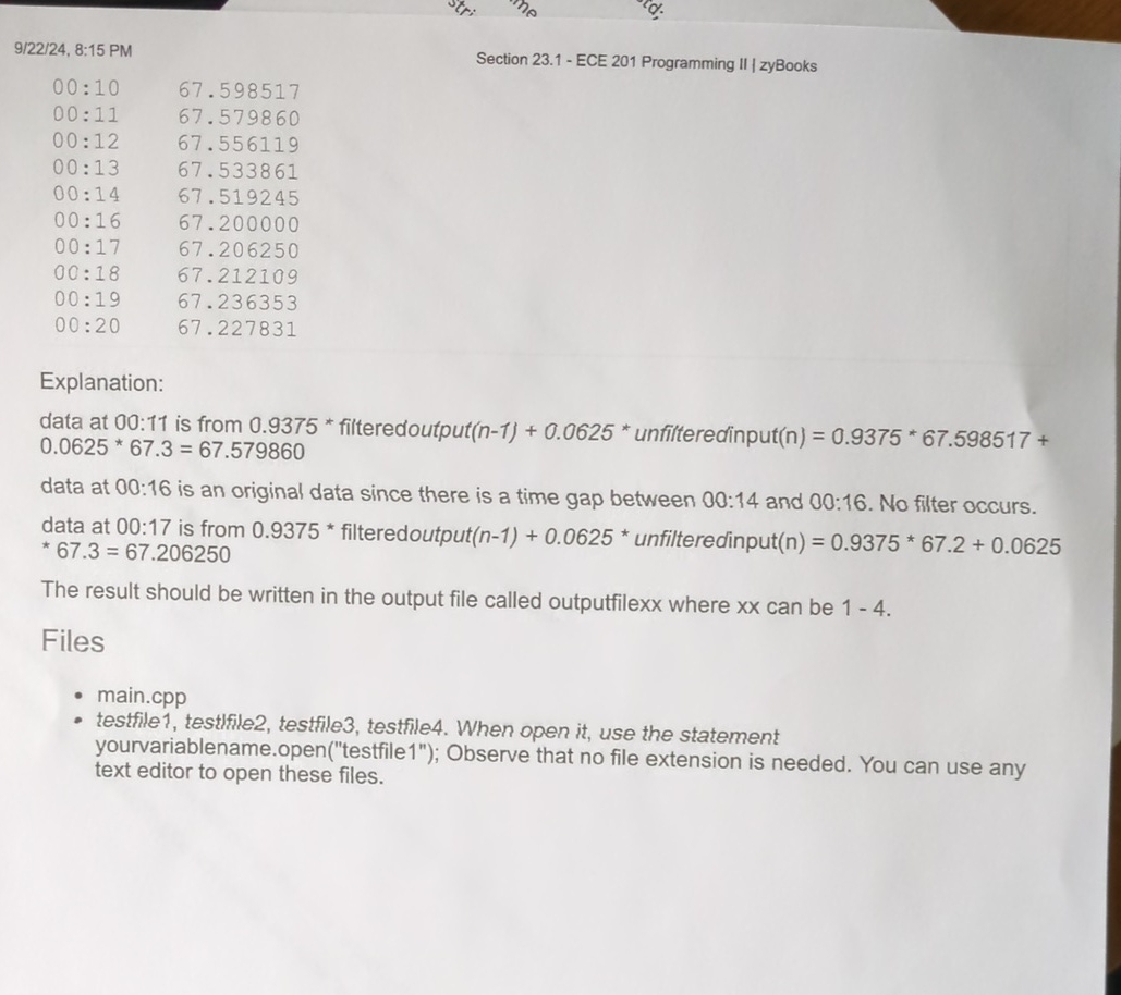 Solved 23.1 ﻿Project1: Filtered temperature dataRequirements | Chegg.com