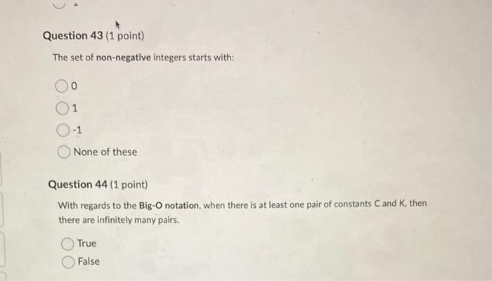 Solved The set of non-negative integers starts with: 0 1 −1 | Chegg.com