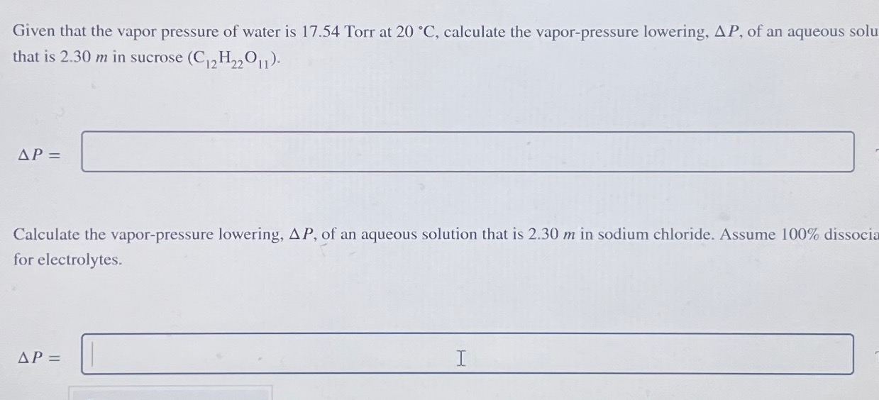 Solved Given that the vapor pressure of water is 17.54 ﻿Torr | Chegg.com