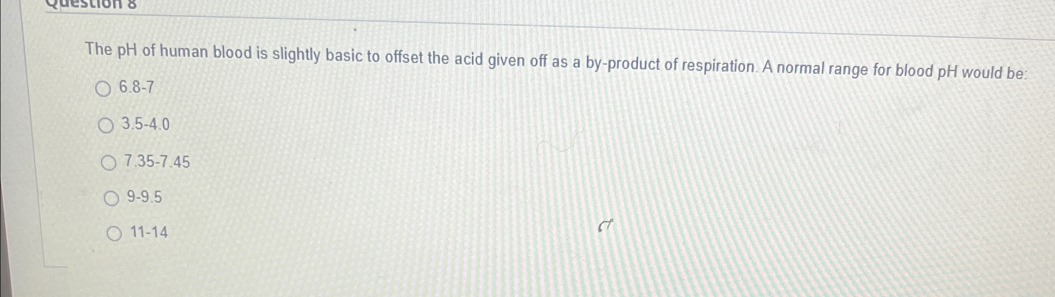 Solved The pH ﻿of human blood is slightly basic to offset | Chegg.com
